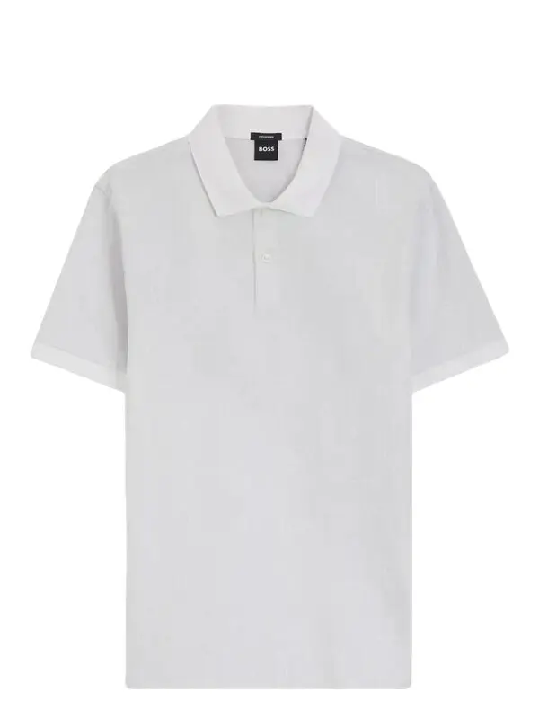 BOSS Jacquard-pattern Short-sleeve Polo Shirt - White