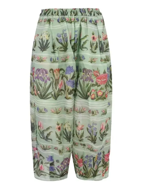 Biyan Pita Floral-print Organza Trousers - Green