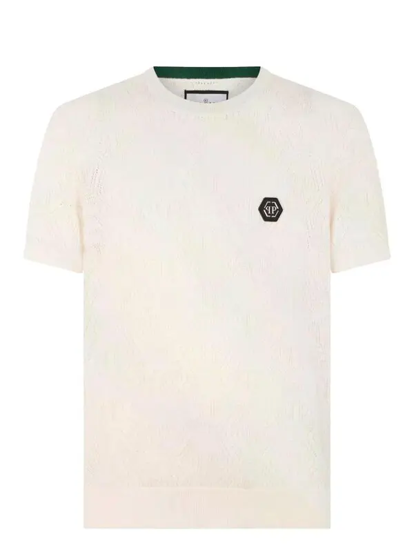Philipp Plein Openwork Monogram T-shirt - Neutrals