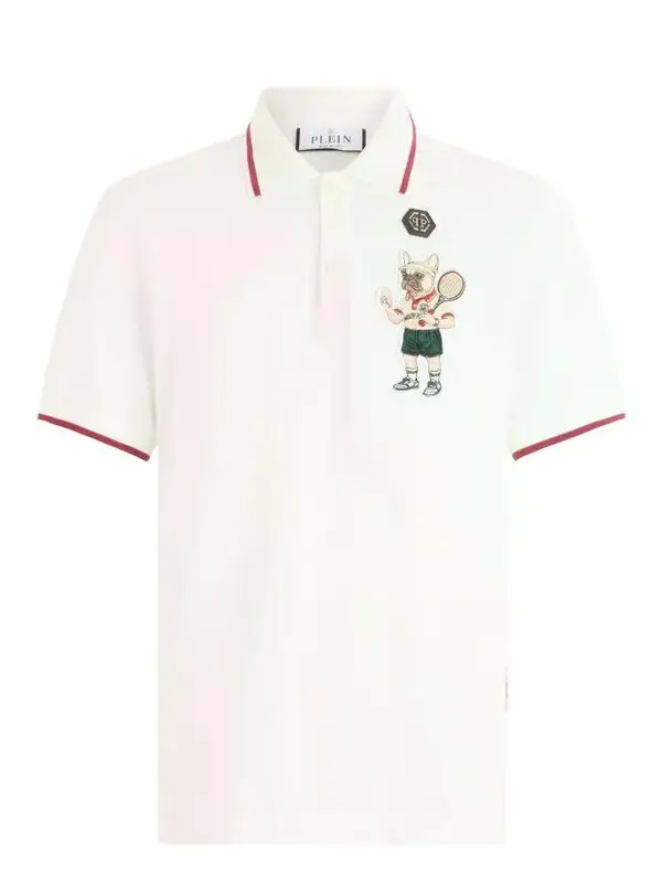 Philipp Plein Tennis Patch Polo Shirt - White
