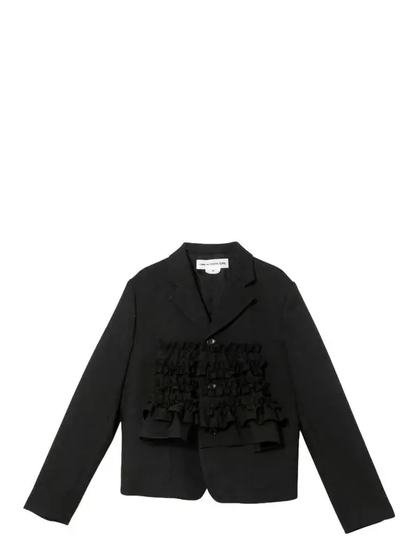 Comme Des Garçons Ruffled Camp Collar Blazer - Black