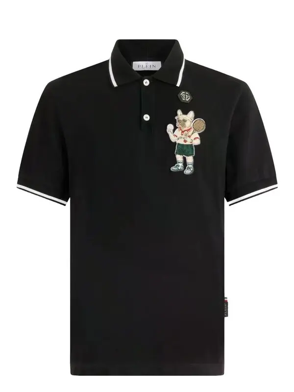 Philipp Plein Tennis Patch Polo Shirt - Black