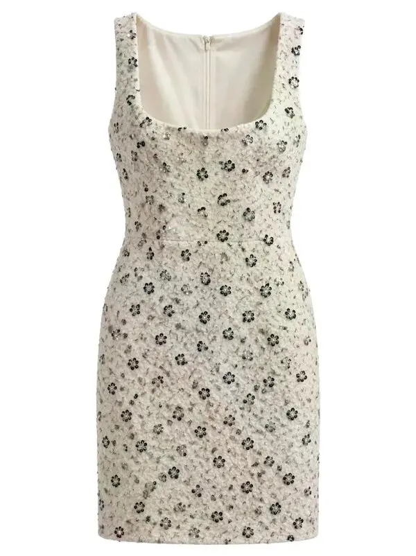 Amen Sequin-embellished Floral-motif Dress - Neutrals