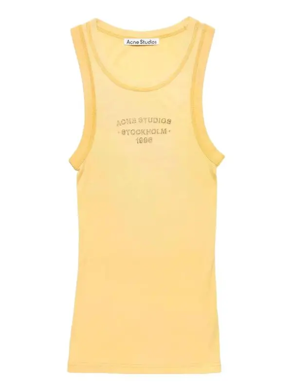 Acne Studios Logo-print Ribbed Tank Top - Yellow