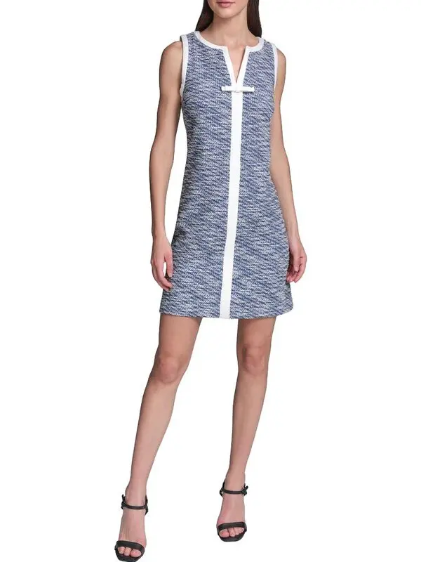 Karl Lagerfeld Metallic Tweed A-line Mini Dress - Blue Multi/soft White