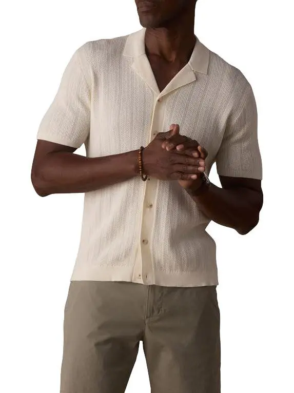 THE NORMAL BRAND Robles Texture Knit Camp Shirt - Ivory