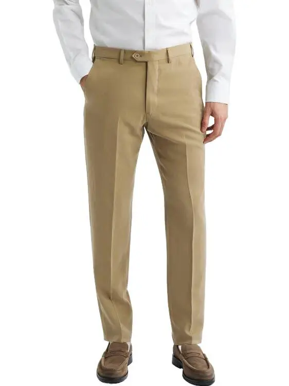 Emporio Armani Flat Front Suit Pants - Tan