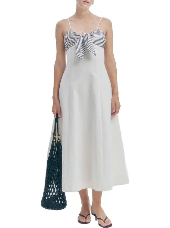 MAUDE CLUB Tullerie A-line Dress - Ivory Blue Stripe