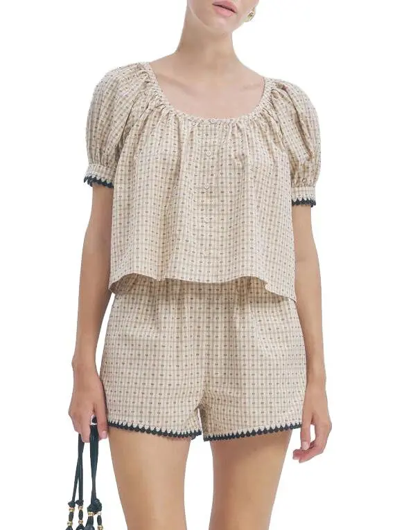 MAUDE CLUB Sue Plaid Woven Shirt - Beige Plaid