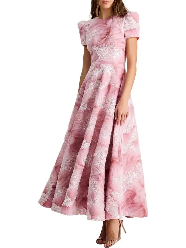 HELSI Eleanor Sequin Fit & Flare Cocktail Dress - Rose Pink