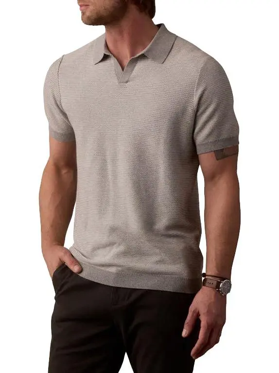 THE NORMAL BRAND Robles Bird's Eye Polo - Light Grey