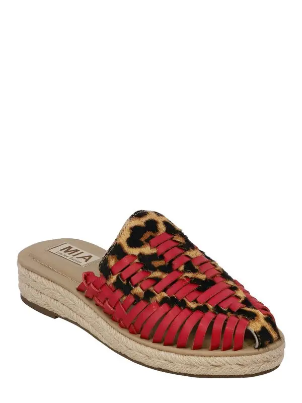 Mia Erin Espadrille Mule - Leopard/red
