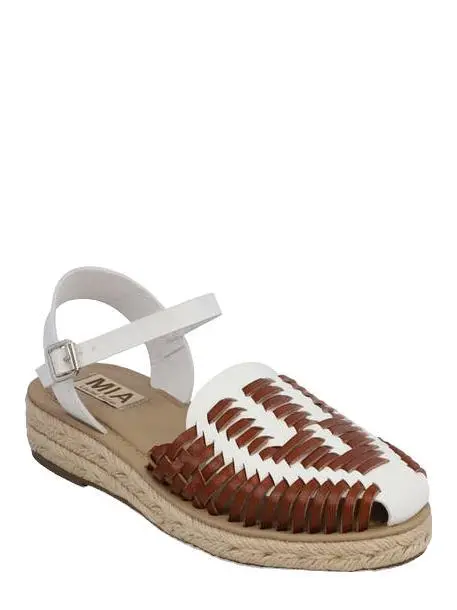 Mia Eshani Ankle Strap Espadrille Sandal - White/cogn