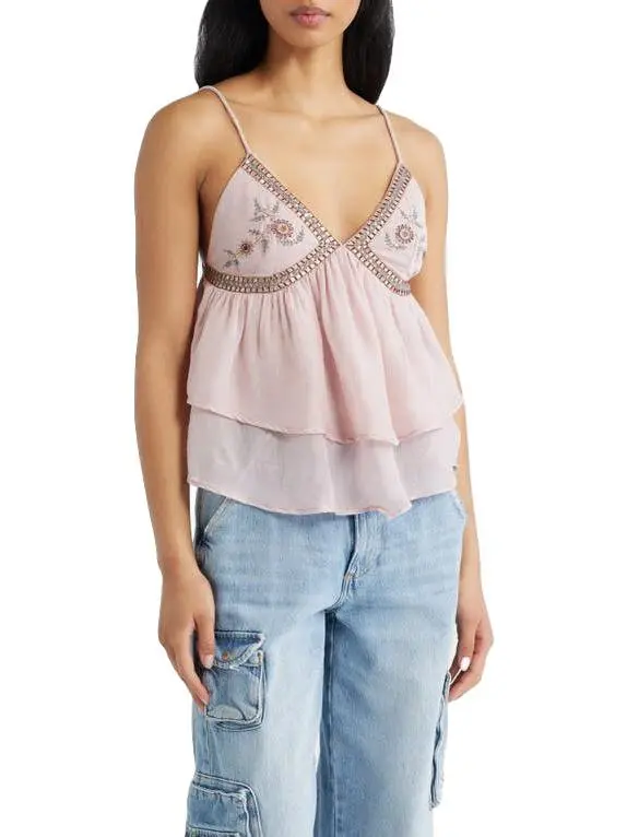 BDG URBAN OUTFITTERS Embroidered Cami - Pink