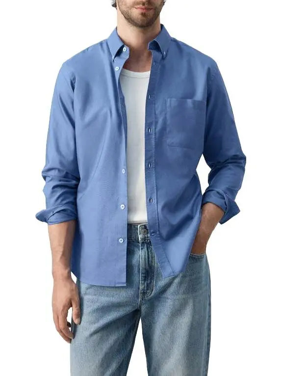 Mango Regular Fit Oxford Button-down Shirt - Ink Blue