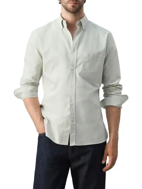 Mango Regular Fit Oxford Button-down Shirt - Pastel Green