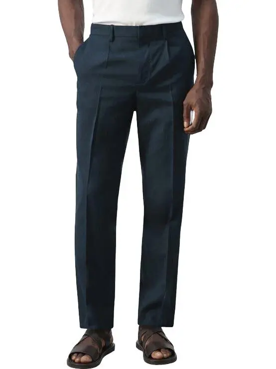 Mango Slim Fit Trousers - Navy