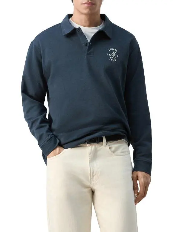 Mango Cotton Embroidered Graphic Polo - Navy