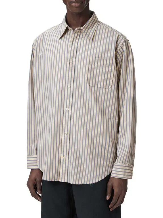 ALLSAINTS Roma Stripe Button Front Shirt - Sherbert Yellow