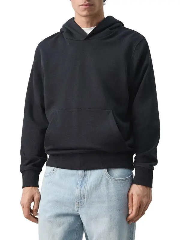 Mango Regular Fit Cotton Fleece Hoodie - Navy