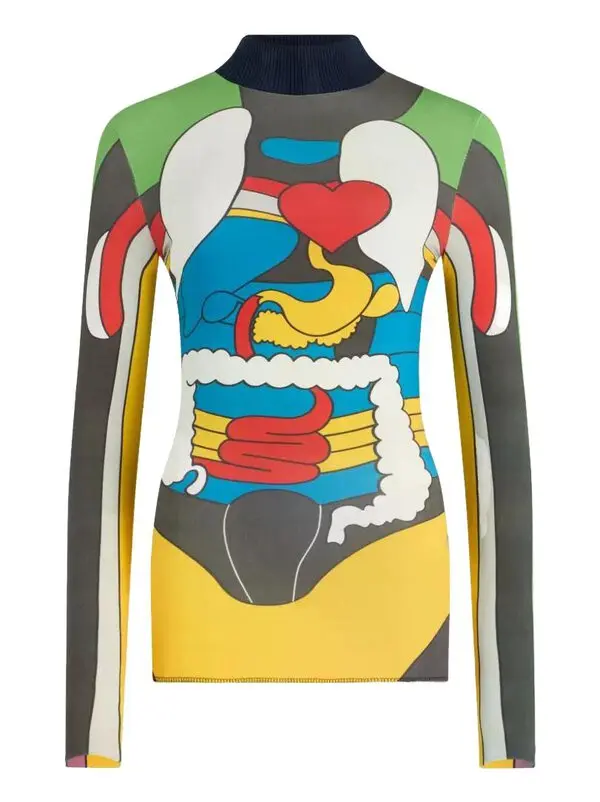 JEAN PAUL GAULTIER Body Map Print Long-sleeved Top - Grey