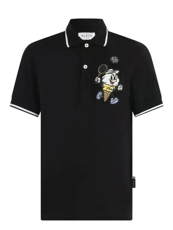 Philipp Plein Ice Cream Graphic Print Polo Shirt - Black