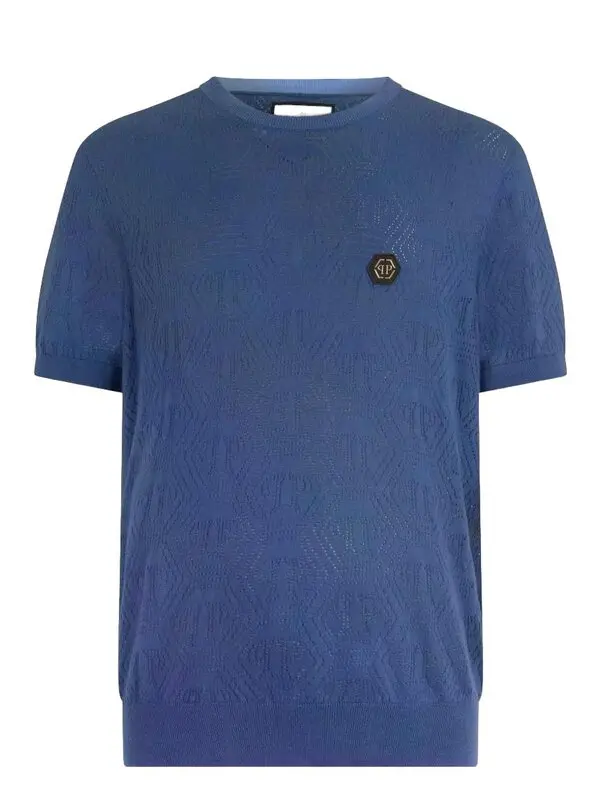 Philipp Plein Monogram-pattern T-shirt - Blue
