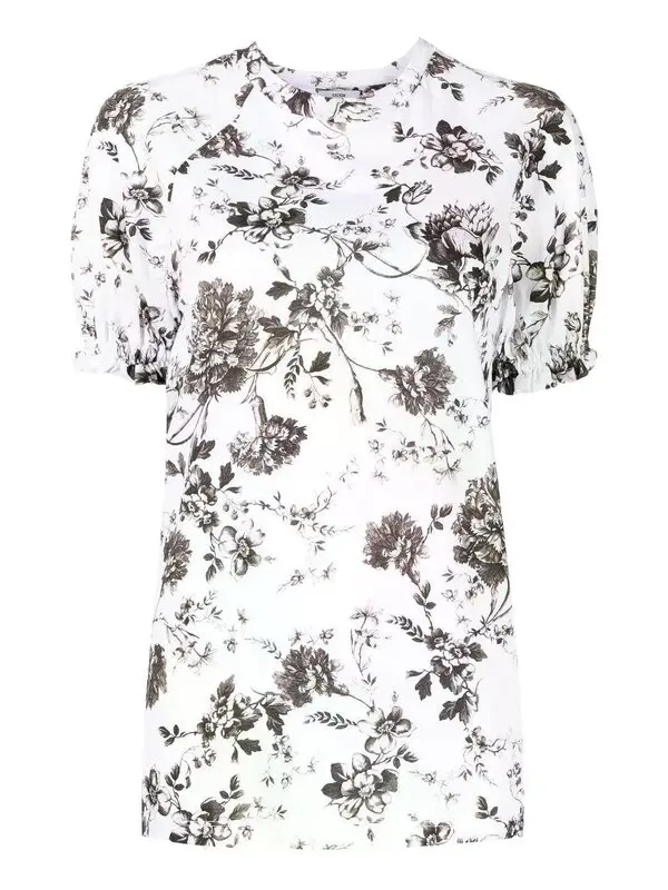 Erdem Floral-print Cotton T-shirt - White