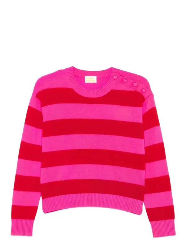 From Future Horizontal-stripe Button-detailed Sweater - Pink