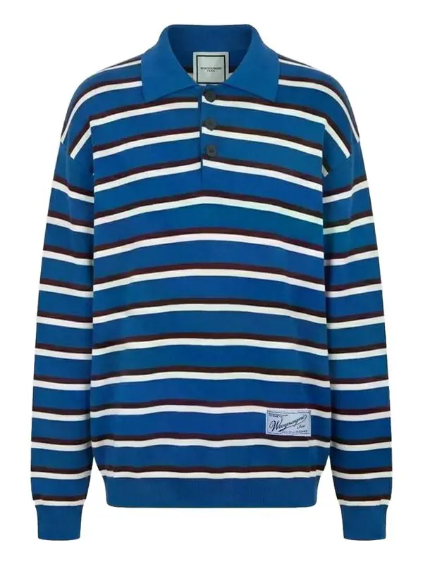 WOOYOUNGMI Striped Polo Shirt - Blue
