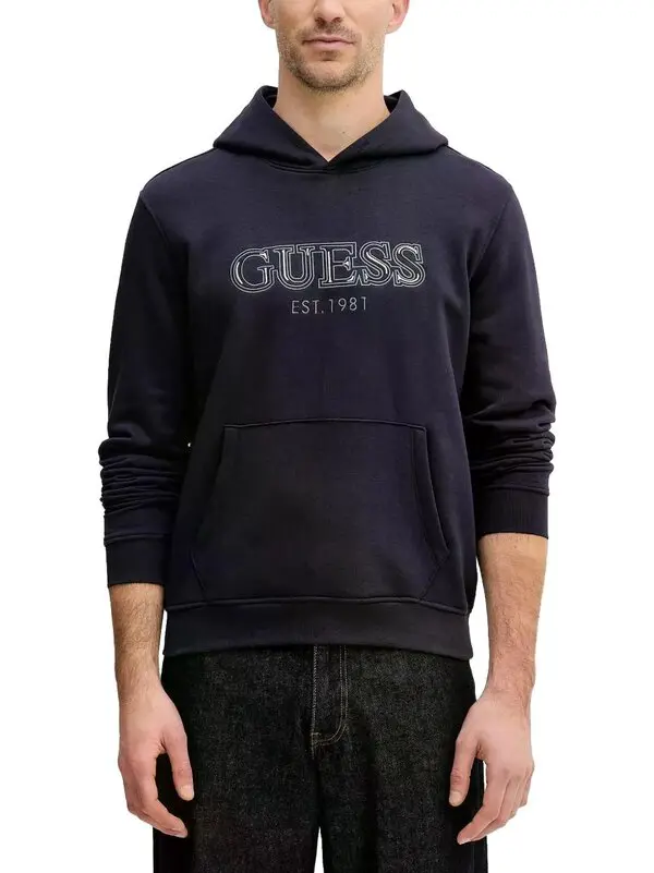 Guess Logo-embroidered Hoodie - Blue