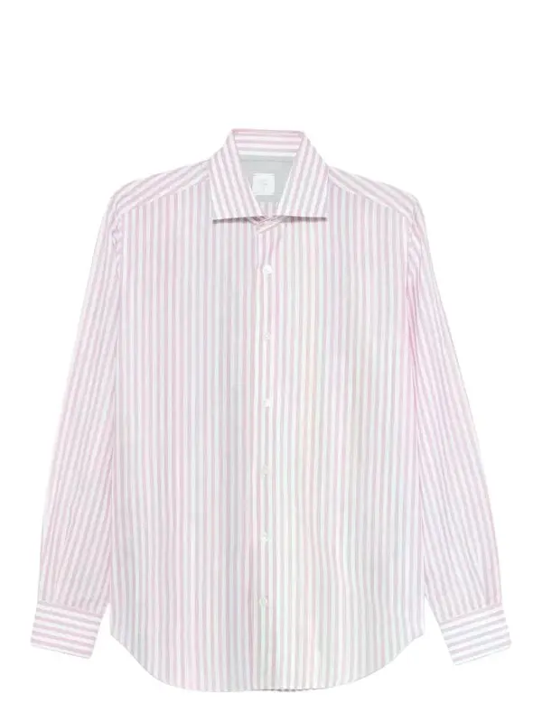 Eleventy Striped-print Long-sleeve Shirt - Pink