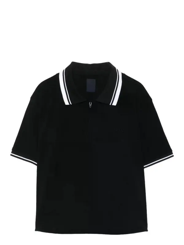 JUUN.J Zip-fastening Striped Polo Shirt - Black