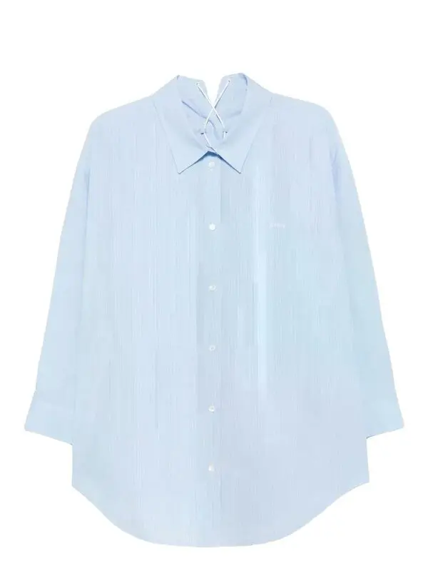 JUUN.J Lace-up Pinstripe Shirt - Blue