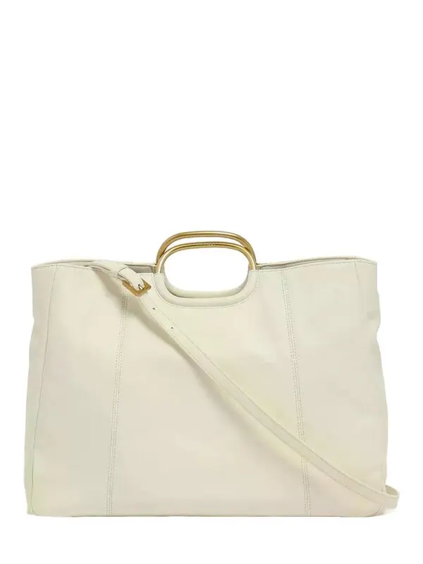 TWINSET Leather Tote Bag With Metal Handles - Neutrals