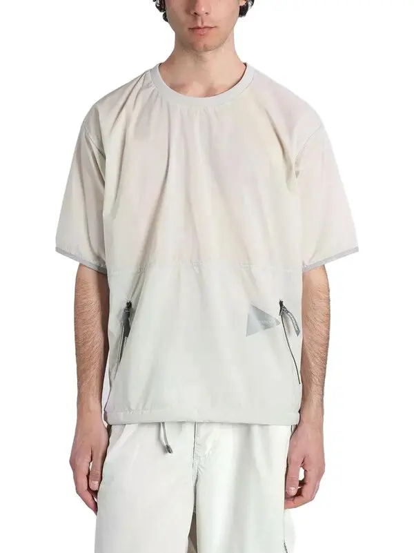 AND WANDER Pertex Quantum Air Logo-print Zip-pocket T-shirt - Neutrals