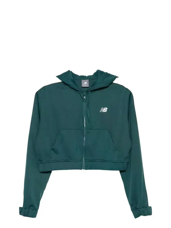 NEW BALANCE Logo Embroidered Zip-up Hoodie - Green