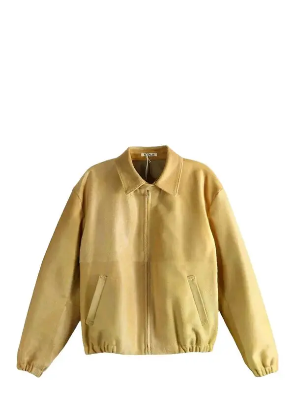 Auralee Zip-up Leather Jacket - Neutrals