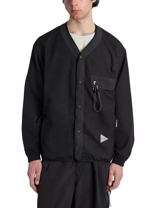 AND WANDER V-neck Snap-fastening Cardigan - Black