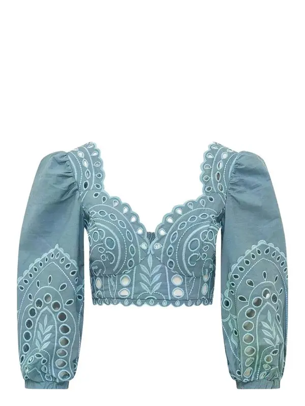 Charo Ruiz Ibiza Luna Broderie-anglaise Top - Blue