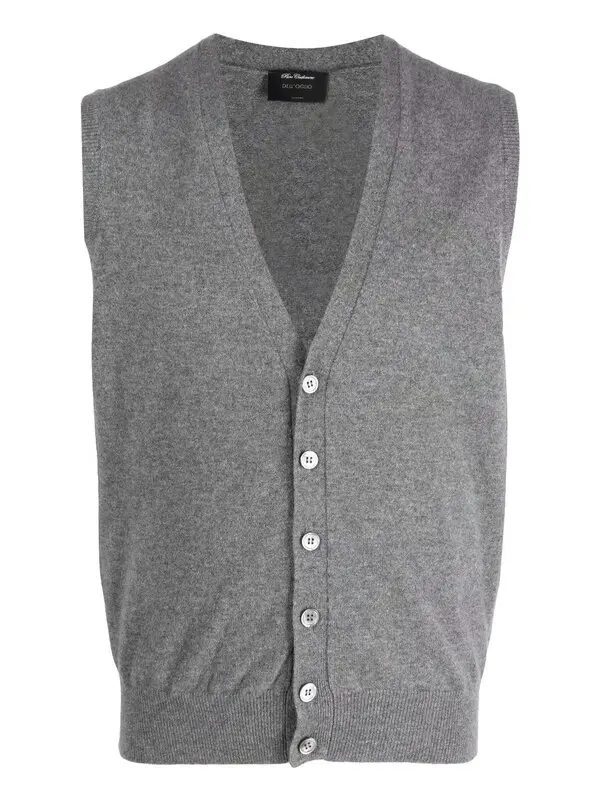 DELL'OGLIO V-neck Cashmere Cardigan - Grey