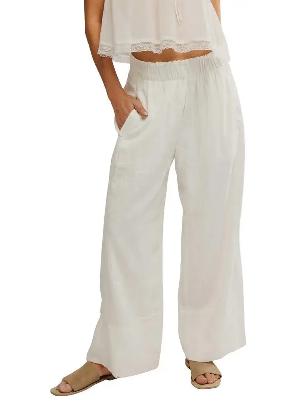 Free People Day's End Linen & Cotton Pants - Clean Ivory