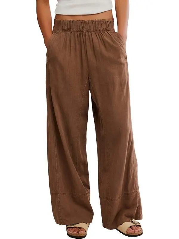 Free People Day's End Linen & Cotton Pants - Double Espresso