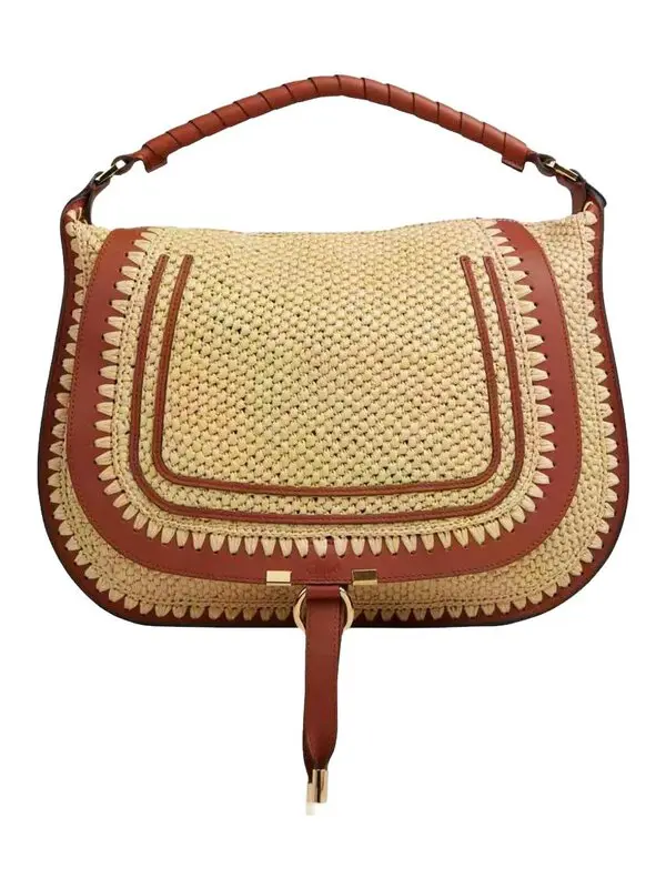 Chloé Marcie Raffia-effect Shoulder Bag - Neutrals