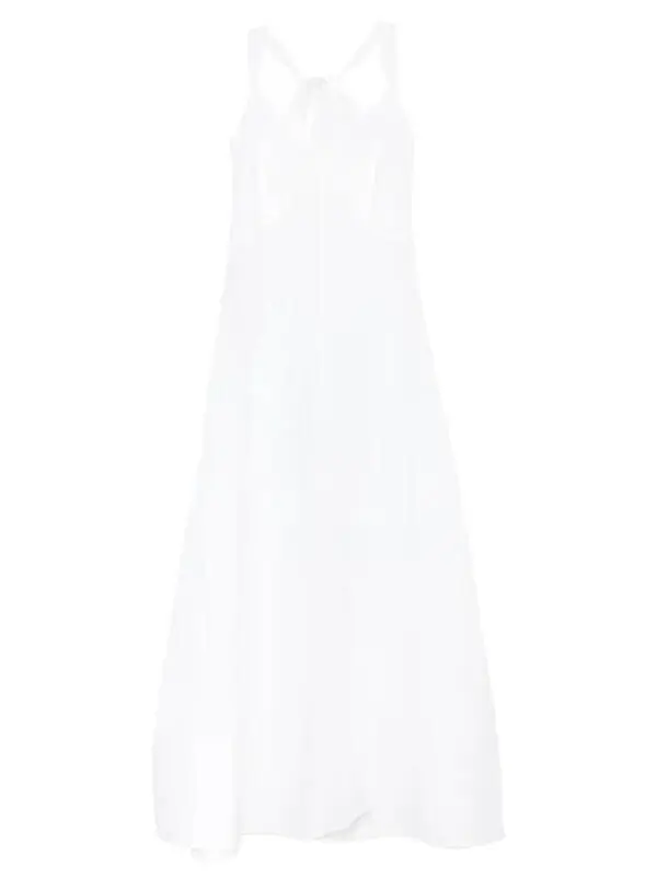 120% Lino Halterneck A-line Maxi Dress - White