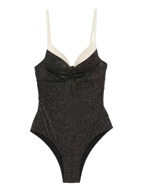 TWINSET Glitter-effect Ruched Swimsuit - Black