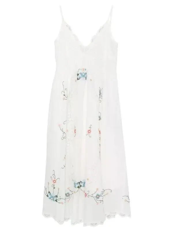 DREAM CATCHER Embroidered Eyelet-detail Midi Dress - White