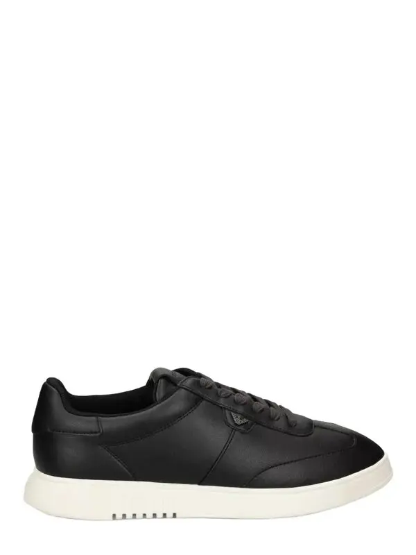 Emporio Armani Logo-plaque Leather Sneakers - Black