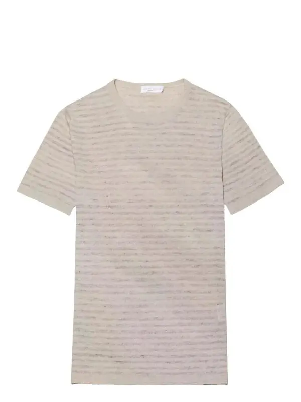 ROBERTO COLLINA Striped Short-sleeve T-shirt - Neutrals