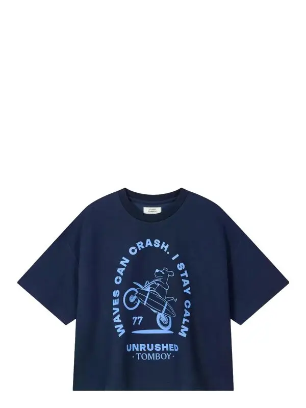 STUDIO TOMBOY Graphic-print Back-flap T-shirt - Blue